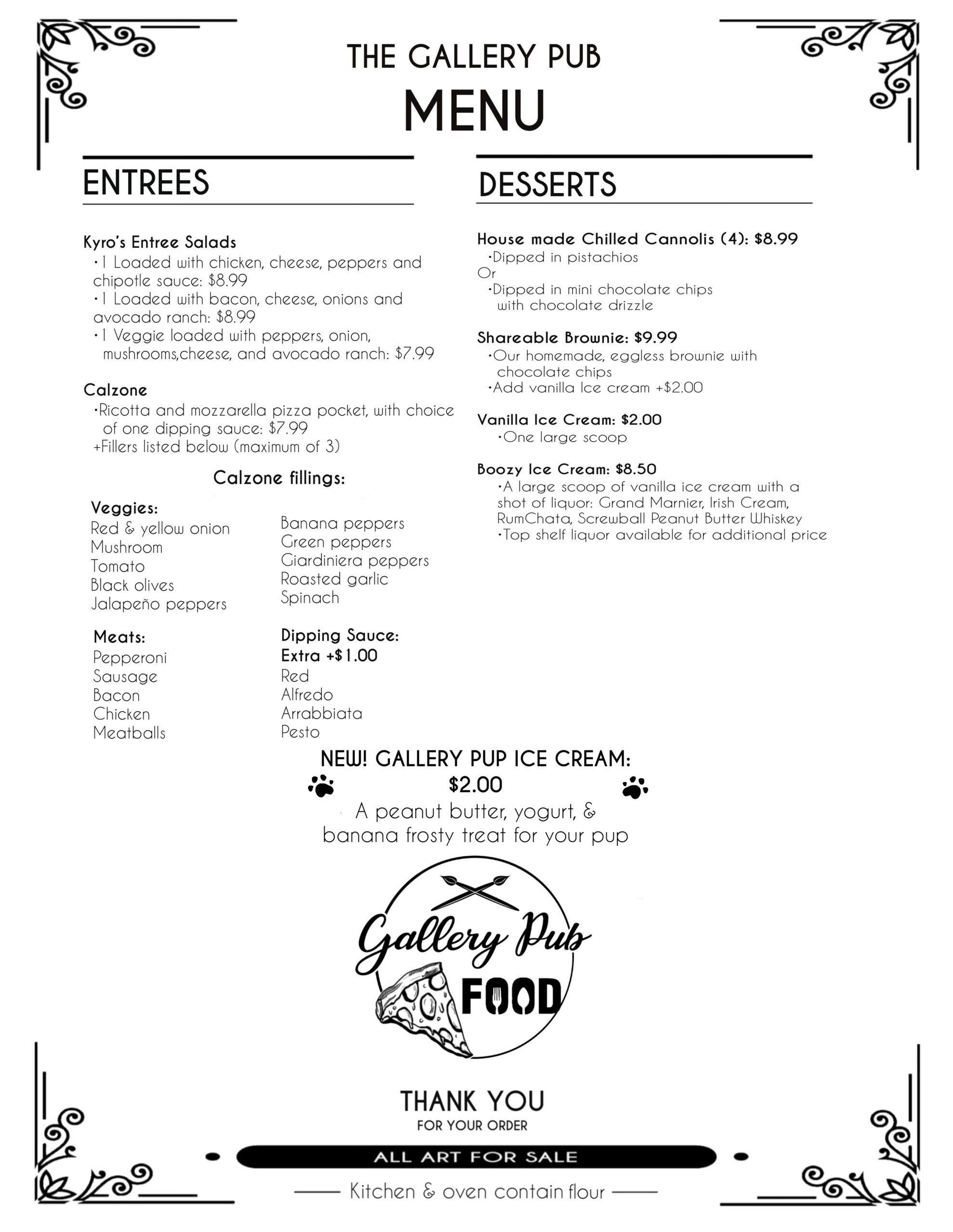 Our Menu Gallery Pub Our Menu Gallery Pub